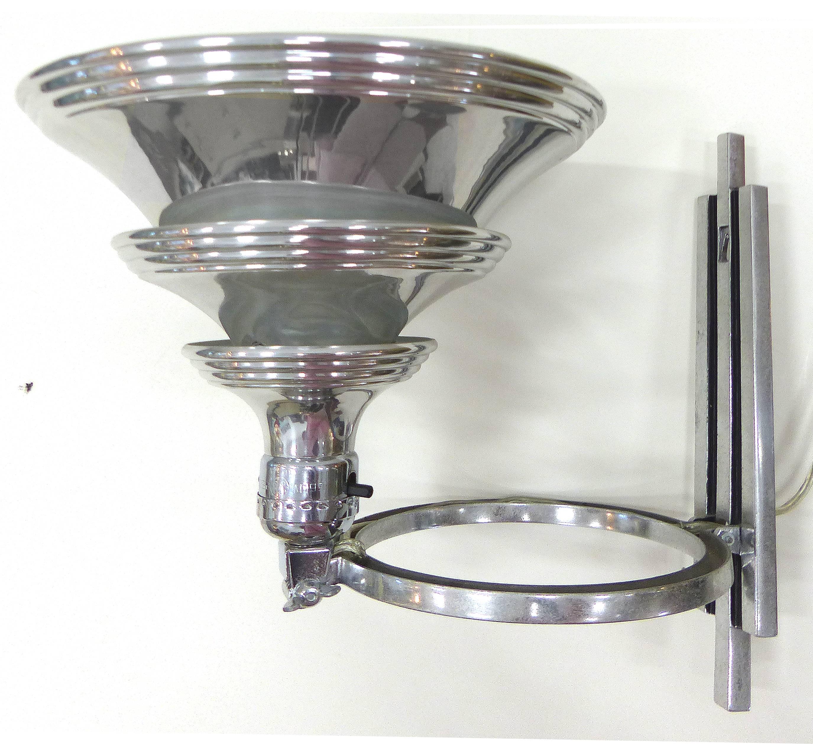 Art Deco Flip Sconces by Edward Kent for the Railley Corporation For ...