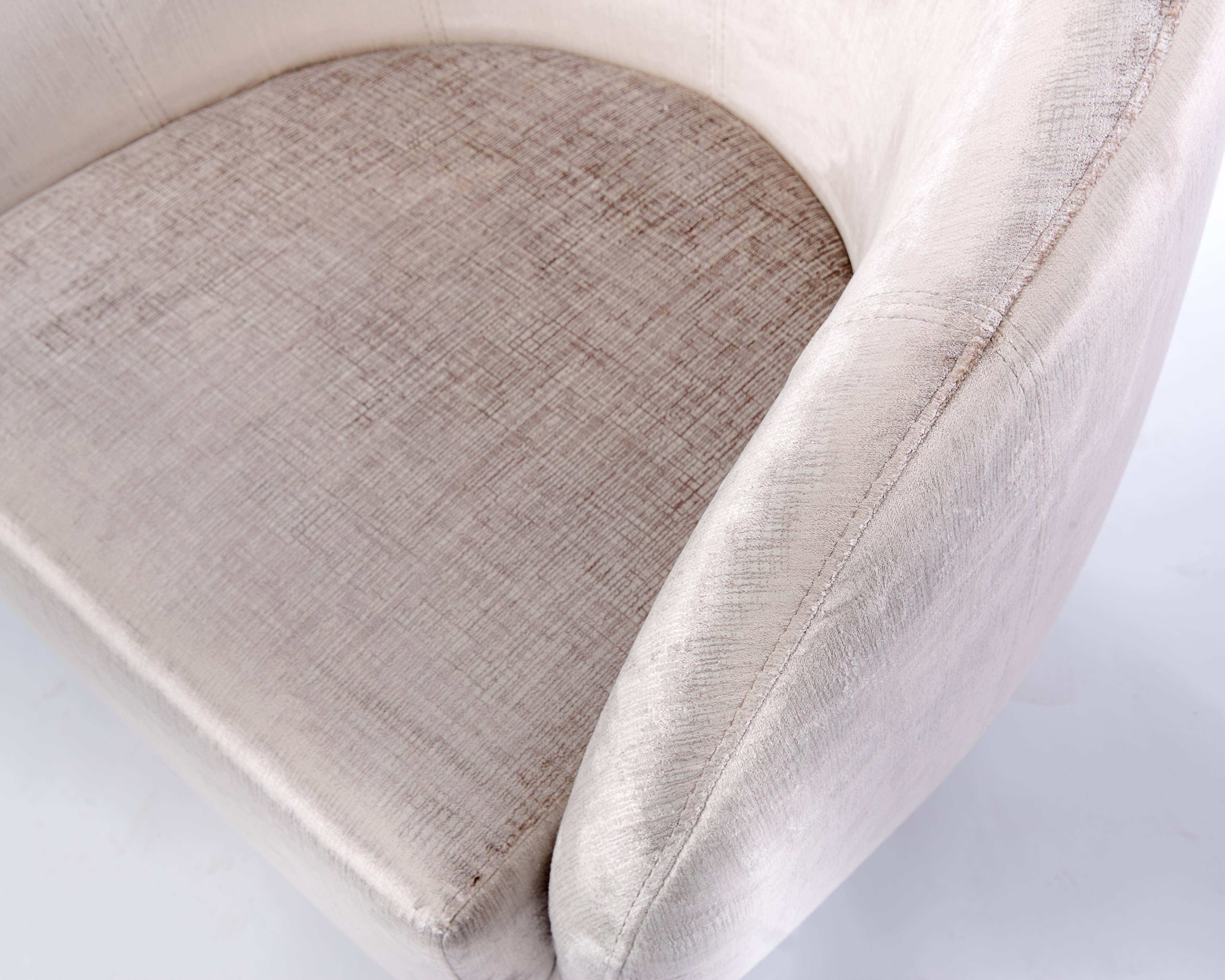 Pair of Mid-Century Style Silver Swivel Chairs at 1stDibs