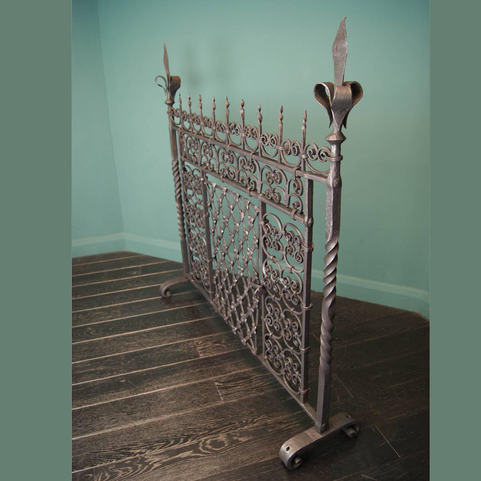 Large 18th Century Hand-Wrought Fire Screen at 1stDibs
