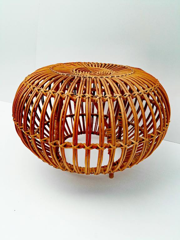 Rattan Pouf or Ottoman by Franco Albini for V. Bonacina, Italy, circa ...