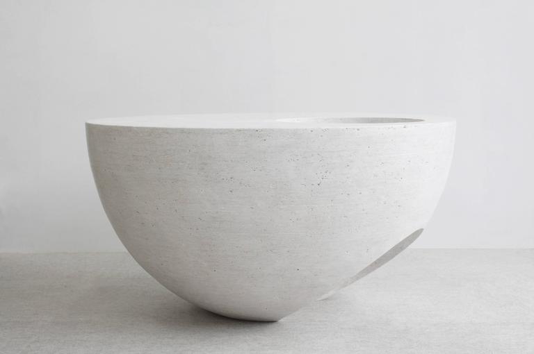 36" Whitewash Wood Hemisphere Coffee Table by May Furniture For Sale at ...