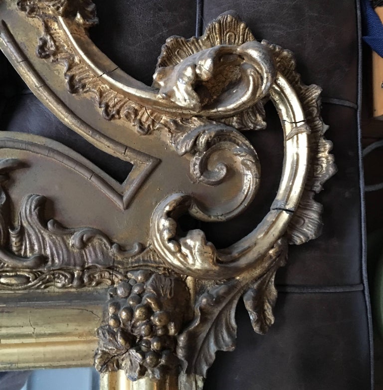 19th Century Rococo Style Mirror with Marble Console and Brass Brackets ...
