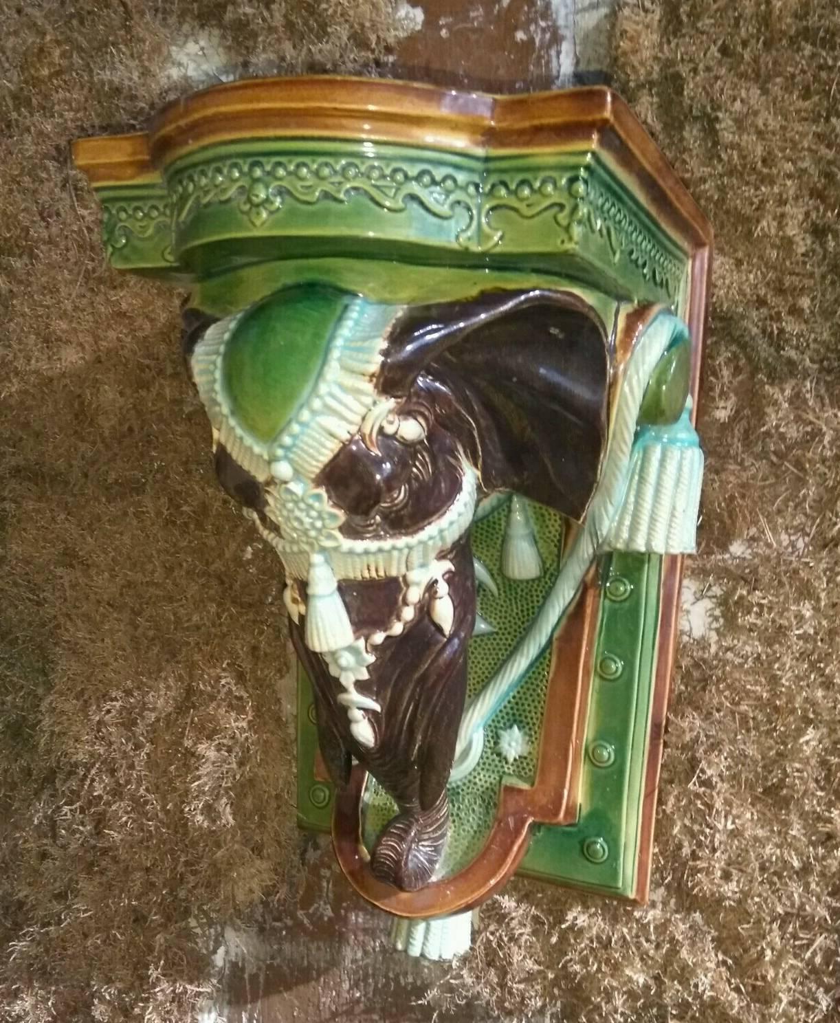Elephant Majolica Sconce For Sale at 1stDibs | elephant sconces