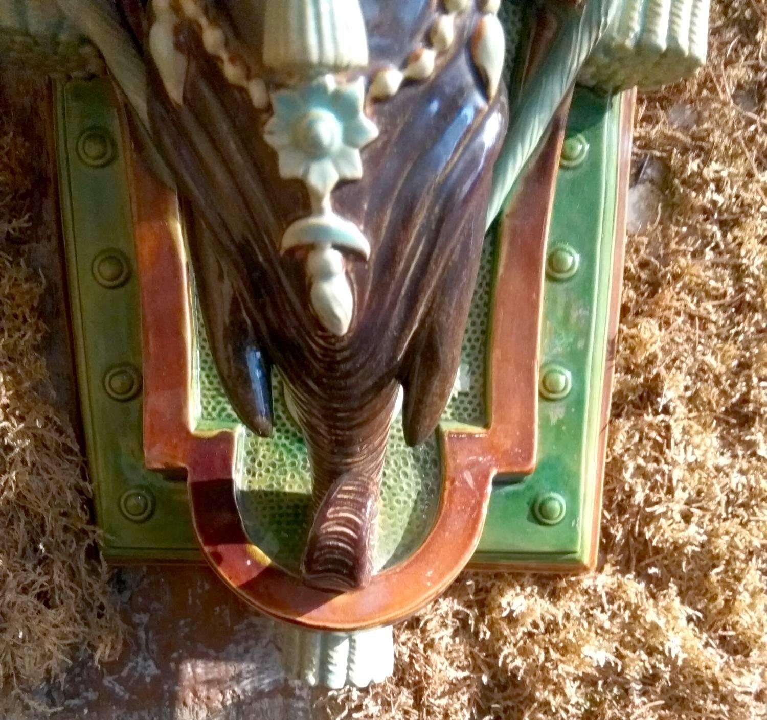 Elephant Majolica Sconce For Sale at 1stDibs | elephant sconces