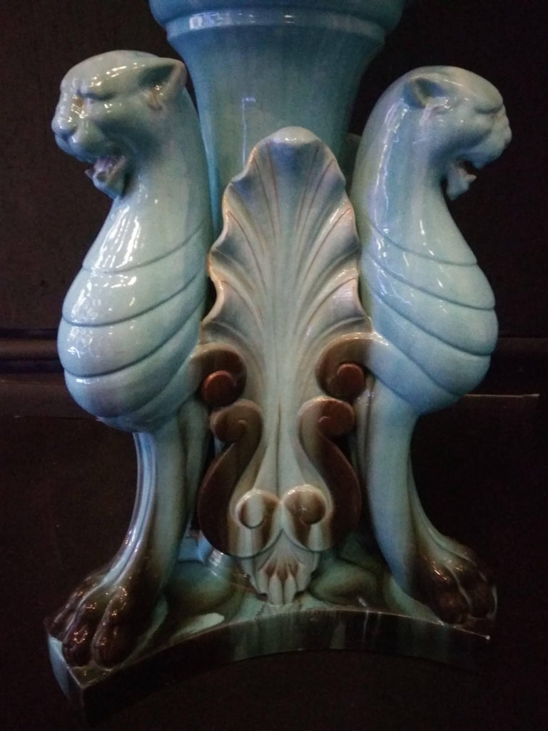 Delphin Massier, Griffin Column, circa 1900 at 1stDibs