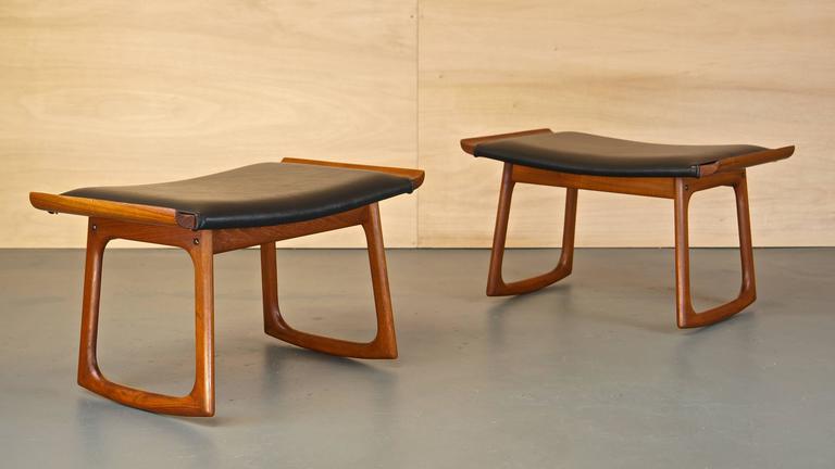 Pair of Rare 1960s Mid-Century Danish Teak Rocking Ottomans/Stools Finn ...