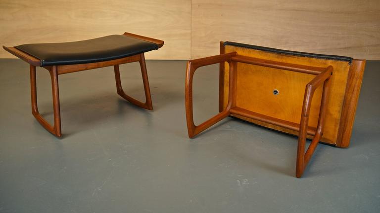 Pair of Rare 1960s Mid-Century Danish Teak Rocking Ottomans/Stools Finn ...