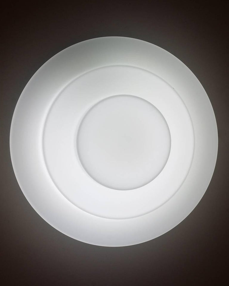 Large Minimalist White Glass Flush Mounts Ceiling or Wall Lights, 1960s ...