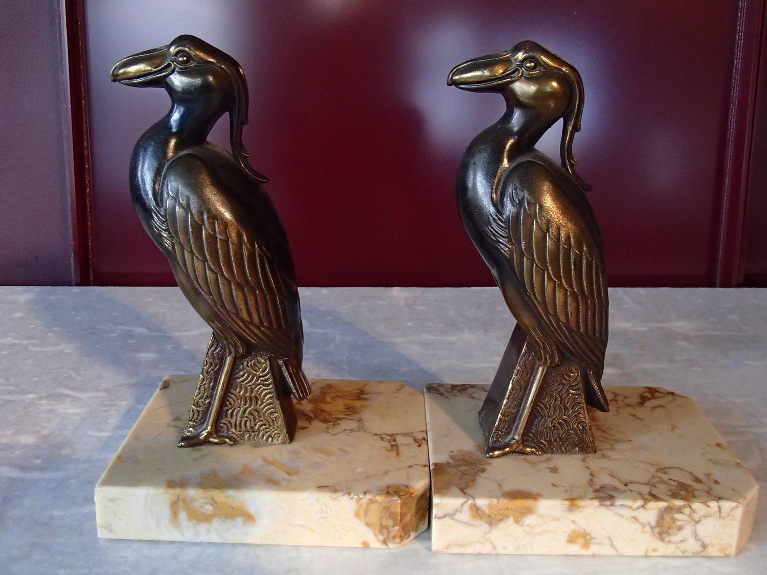 Pair of Art Deco Bronze Bird Bookend by Jamar For Sale at 1stdibs