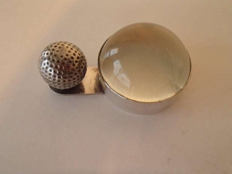 Hermes Paris Silver Plated Golf Ball Magnifying Glass at 1stDibs