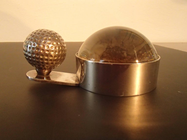 Hermes Paris Silver Plated Golf Ball Magnifying Glass at 1stDibs