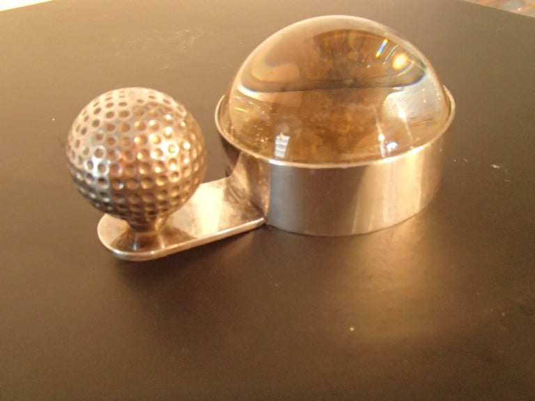 Hermes Paris Silver Plated Golf Ball Magnifying Glass at 1stDibs