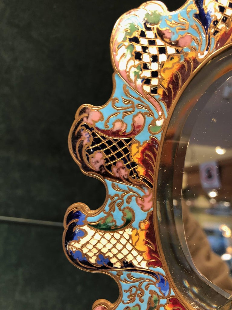 French 19th Century Champlevé Bronze and Enamel Mirror, circa 1880 For ...