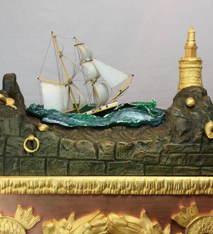 Bronze, Ormolu and Polished Copper on Bronze Rocking Ship Automaton ...