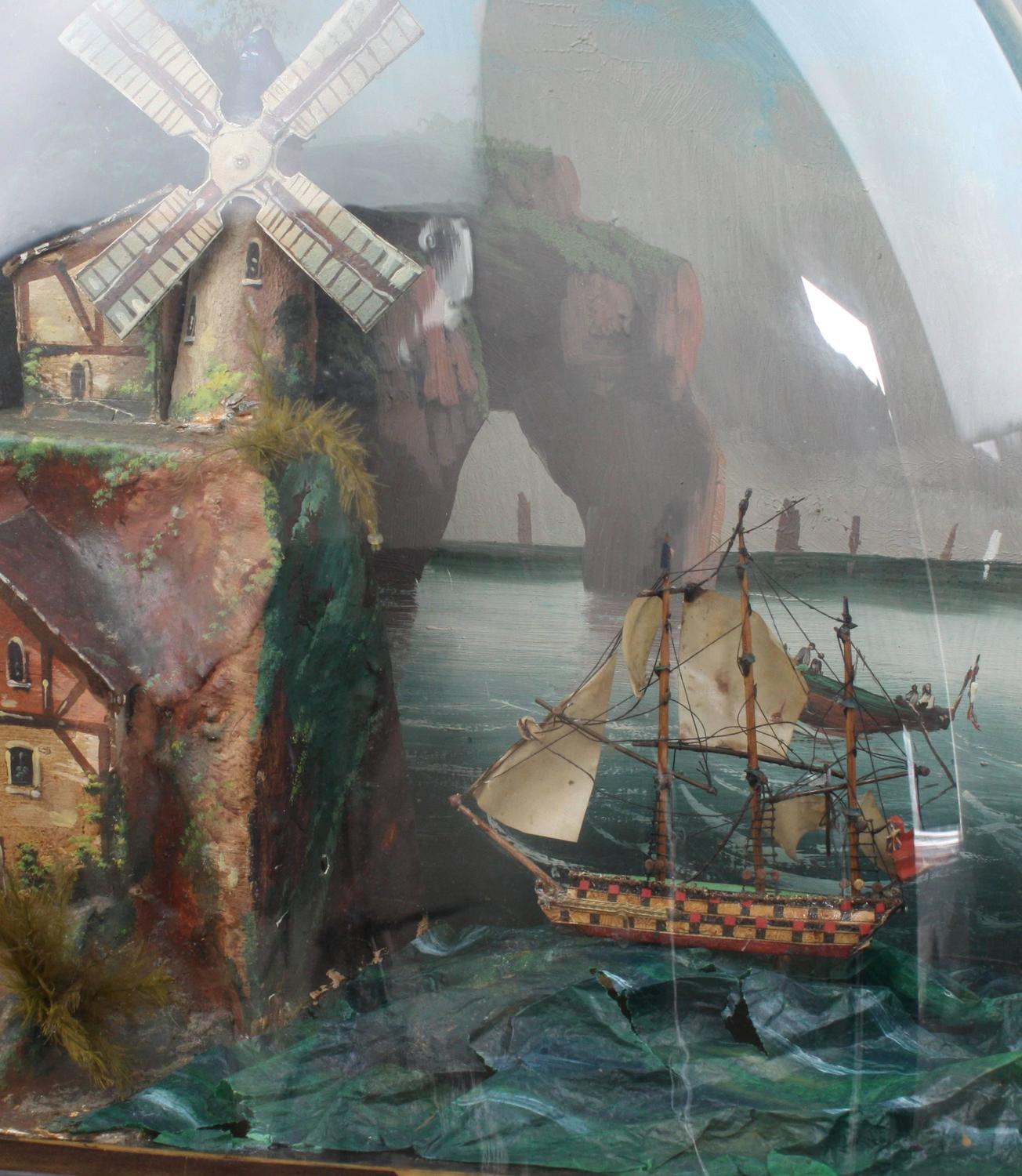 Antique Rocking Ship and Windmill Musical Automaton Under-Dome, by ...