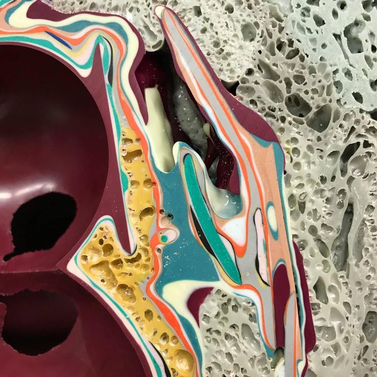 Unique Handmade Geode Sculpture in Burgundy and Sage Green For Sale at ...