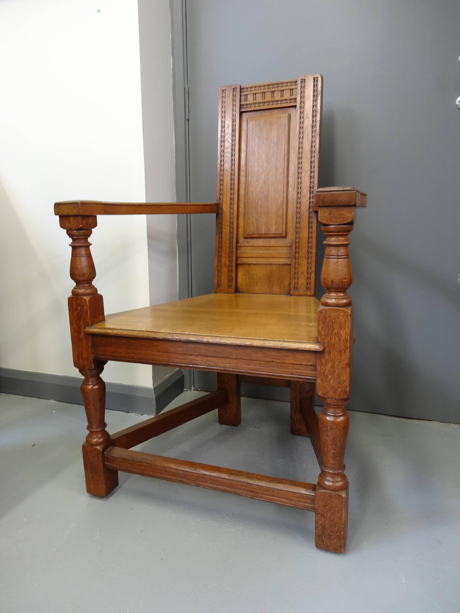EW Godwin Elizabethan Gothic Revival oak Shakespeare armchair c1880s ...