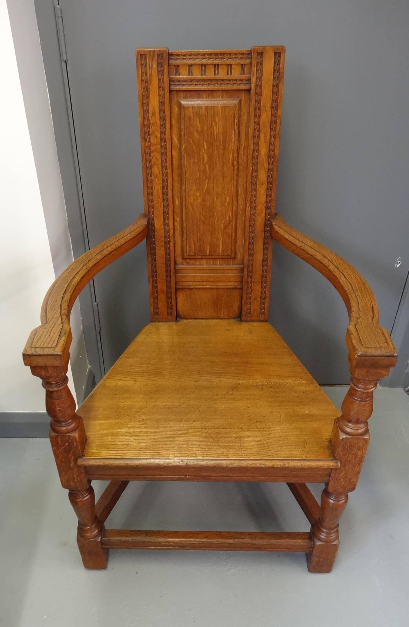 EW Godwin Elizabethan Gothic Revival oak Shakespeare armchair c1880s ...