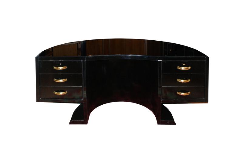 1940s Half-Moon Black Desk by Jacques Adnet at 1stDibs | half moon ...
