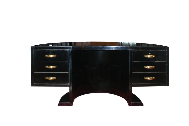 1940s Half-Moon Black Desk by Jacques Adnet at 1stDibs | half moon ...