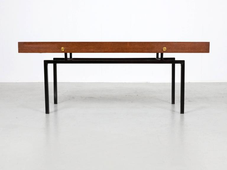 Italian Slatted Bench or Side Table in Wenge Wood, with Brass Details ...