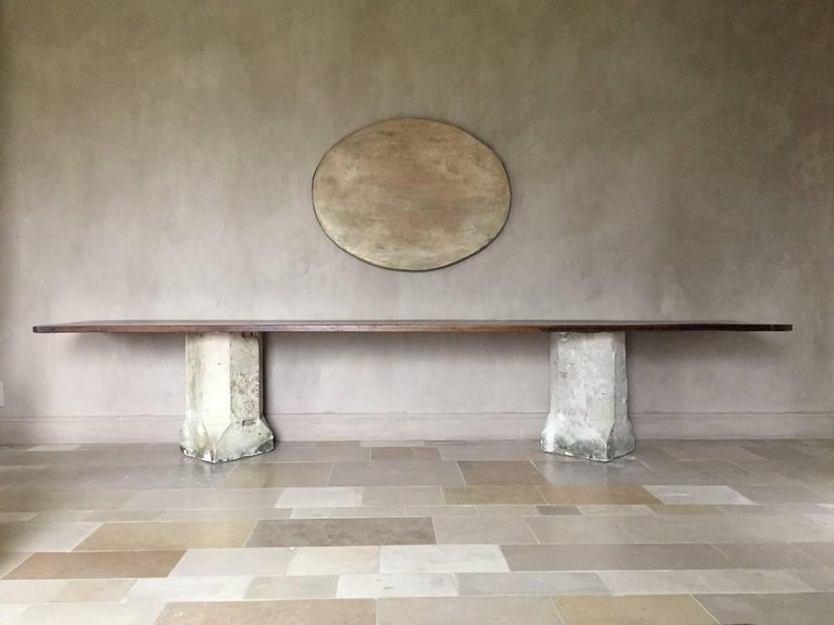 Walnut and Stone Console Table at 1stDibs