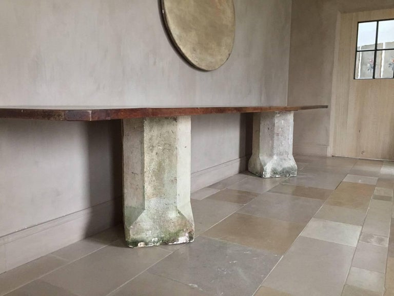 Walnut and Stone Console Table at 1stDibs