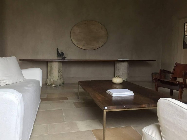 Walnut and Stone Console Table at 1stDibs