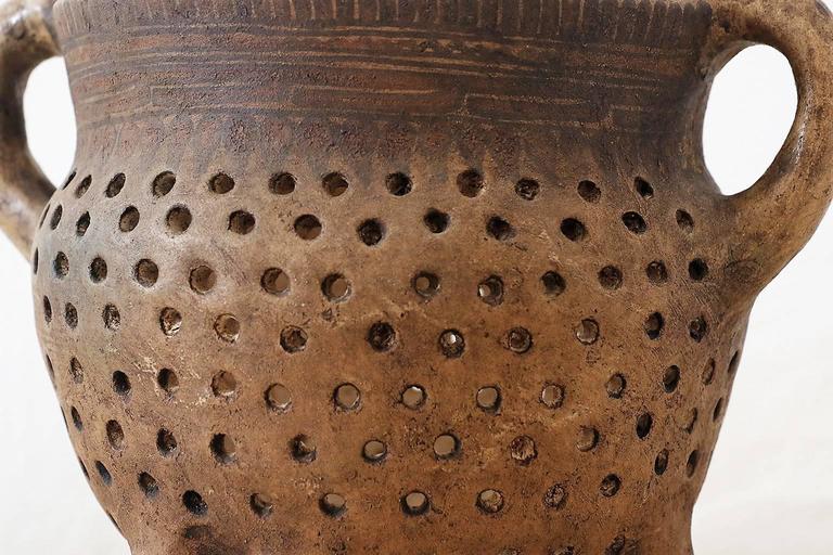 20th Century Clay Primitive Pots/Strainers at 1stDibs