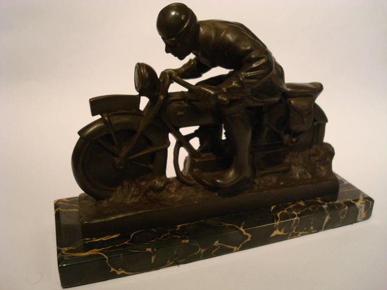 Motorcycle Bronze with Driver Desk Piece For Sale at 1stDibs ...