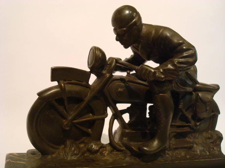 Motorcycle Bronze with Driver Desk Piece For Sale at 1stDibs ...