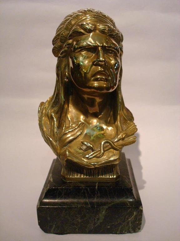 Native American-Indian Chief Bronze Sculpture For Sale at 1stDibs