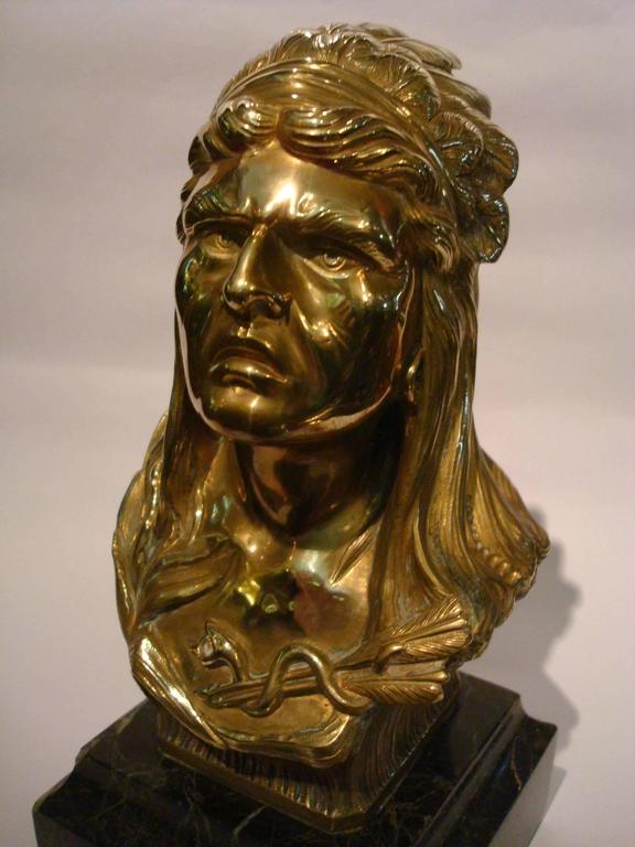 Native American-Indian Chief Bronze Sculpture For Sale at 1stDibs