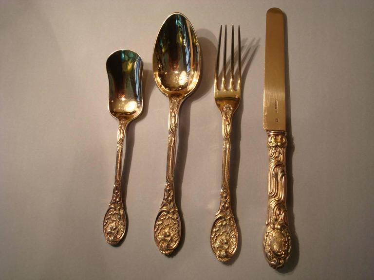 Rococo Odiot Meissonnier Sterling Silver Cutlery Flatware for 12 ...