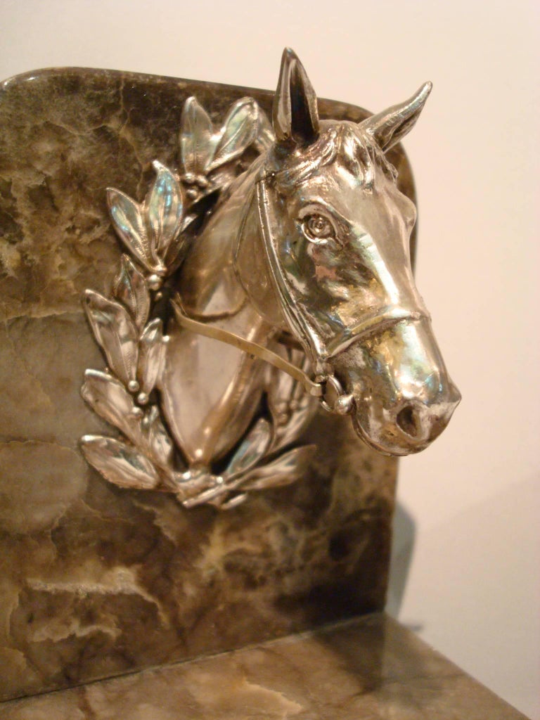 Equestrian Polo Horse Busts Bookends, France, 1930s at 1stDibs