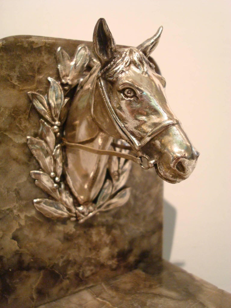 Equestrian Polo Horse Busts Bookends, France, 1930s at 1stDibs