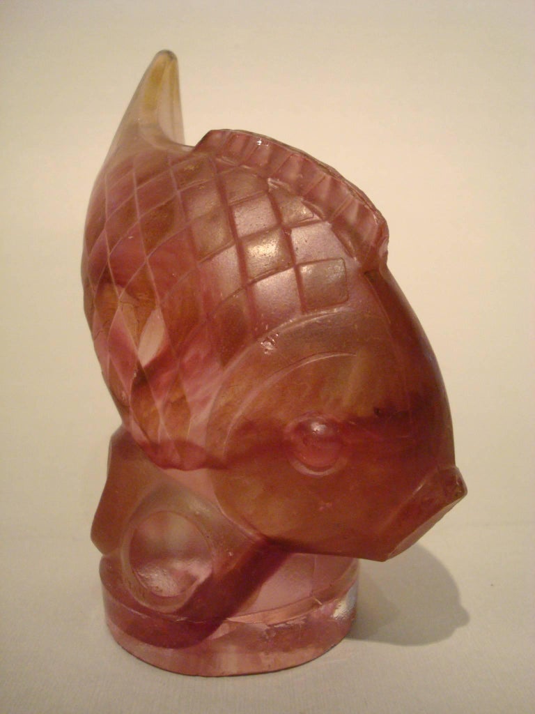 Glass Fish Radiator Car Mascot, Hood Ornament by Gueron, France, 1925 ...