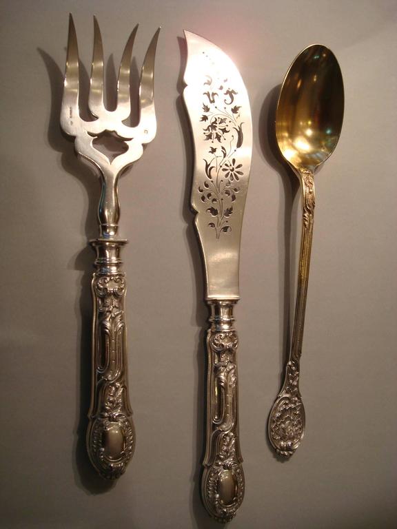 Rococo Odiot Meissonnier Sterling Silver Cutlery Flatware for 12 ...