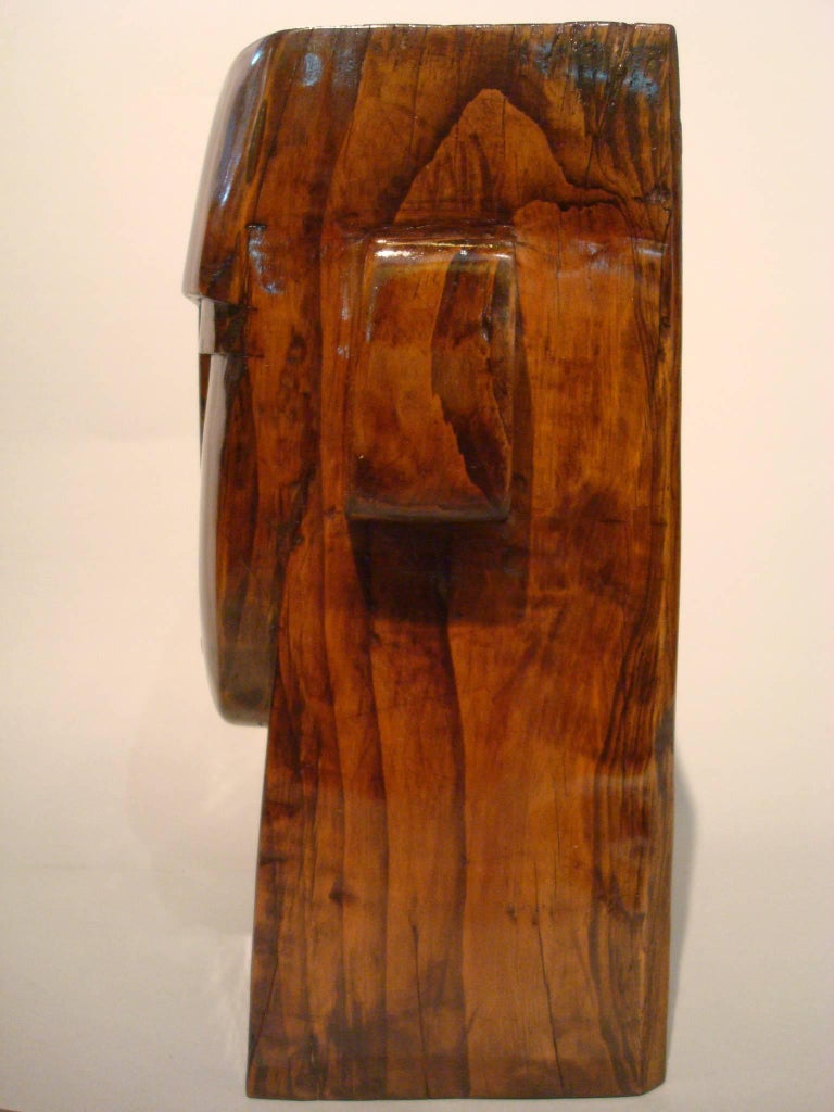 Art Deco Cubist Carved Wooden Head Sculpture, France at 1stDibs