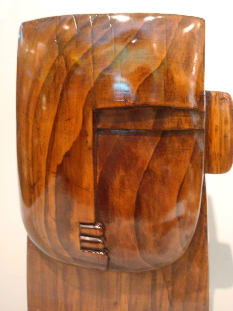 Art Deco Cubist Carved Wooden Head Sculpture, France at 1stDibs