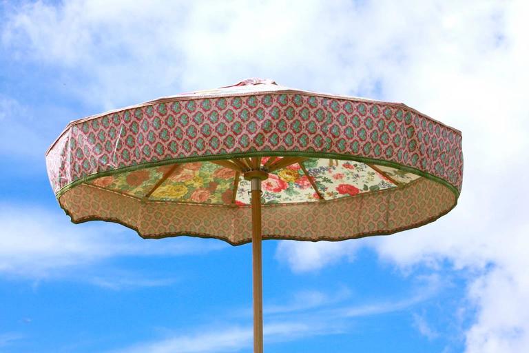 Garden Parasol in Floral Vintage Pink Roses and Sanderson Linen by ...