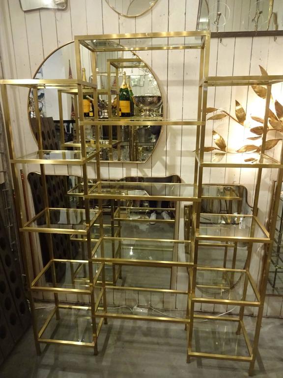 Mid-20th Century Brass Glass Shelving Unit at 1stDibs