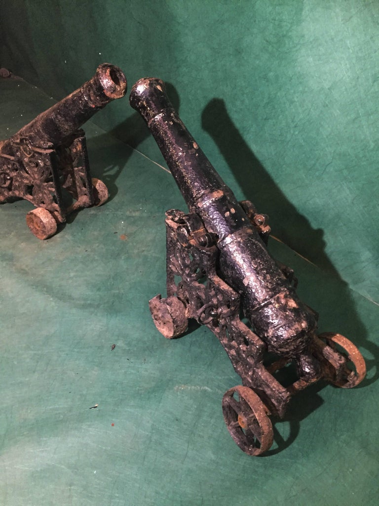 Two Antique 18th Century Original Iron Cannons of circa 1750 Period For ...