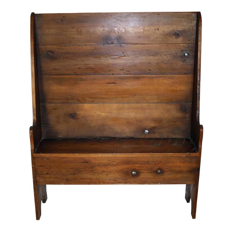 Thin Rustic Pine Settle at 1stDibs