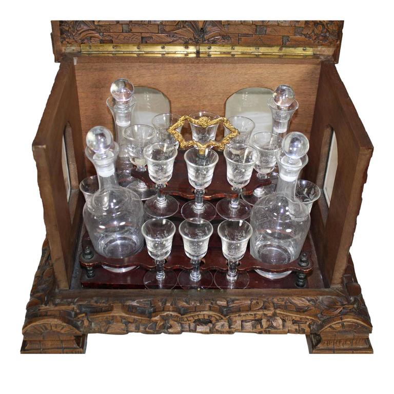 Swiss Walnut Liquor Box, circa 1880 at 1stDibs