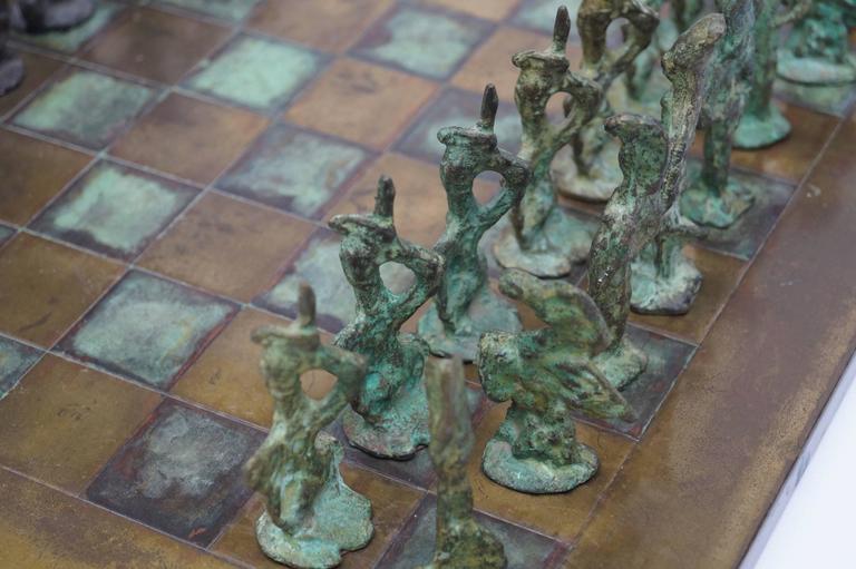 Brutalist Bronze Chess Set, Italy, 1960s at 1stDibs