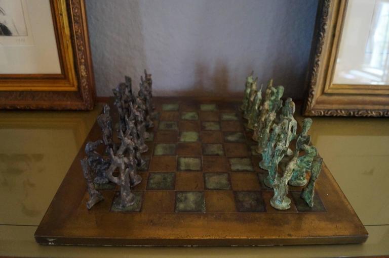 Brutalist Bronze Chess Set, Italy, 1960s at 1stDibs