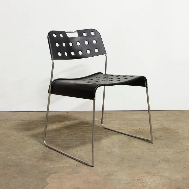 1971, Rodney Kinsman, Set of Five Rare Black Omstak Stacking Chairs For ...