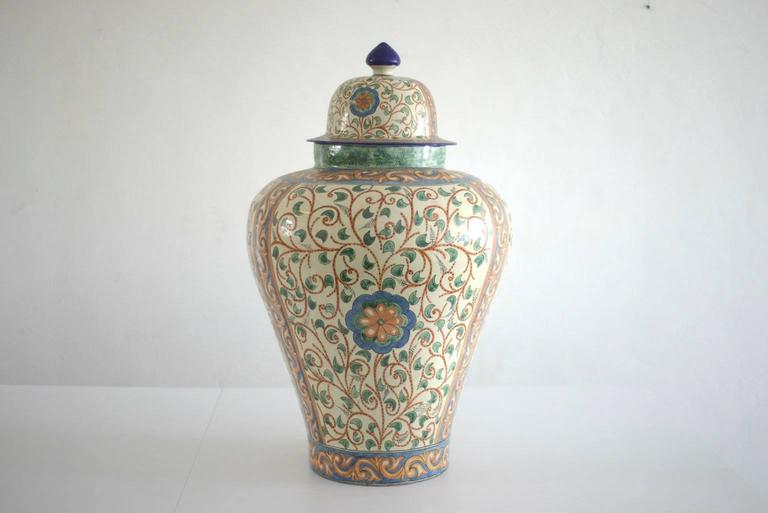 Colorful Talavera Vase with Baroque Spanish Design For Sale at 1stDibs