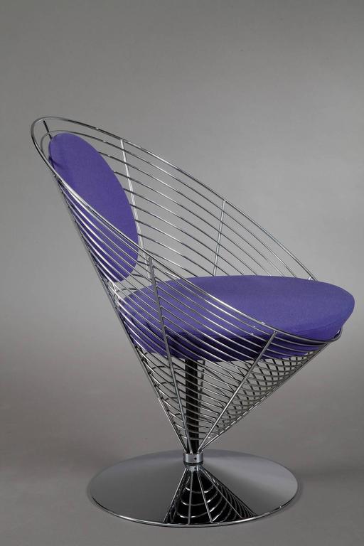 Three Wire Cone Chairs and Table Designed by Verner Panton, Late 1980s ...